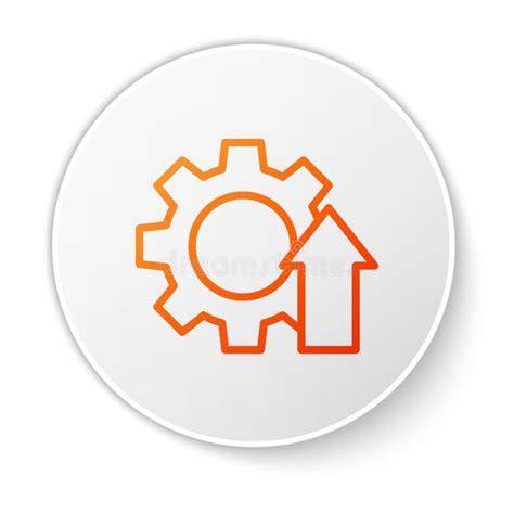 Orange Line Arrow Growth Gear Business Icon Isolated On White