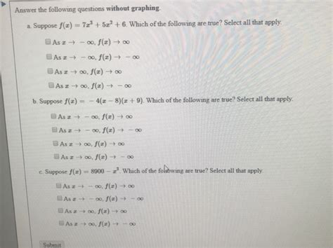 Solved Answer the following questions without graphing. a | Chegg.com