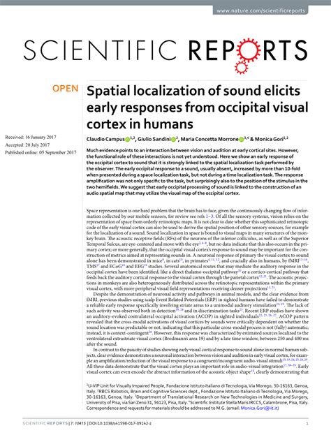 Pdf Spatial Localization Of Sound Elicits Early Responses From
