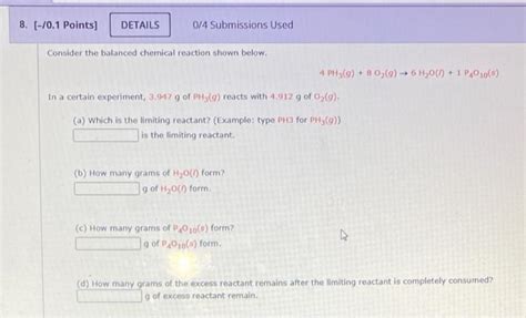 Solved Consider The Balanced Chemical Reaction Shown Below