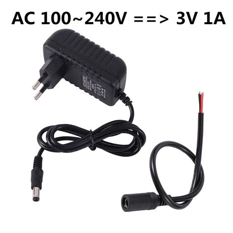 Ac 110 240v 至 3v 1a 通用電源適配器電源充電器適配器 Eu 適配器電纜 用於 Led 燈條 蝦皮購物