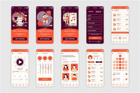 Premium Vector Music Concept Screens Set For Mobile App Template Ui