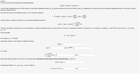 Solved Given A Second Order Linear Homogeneous Differential
