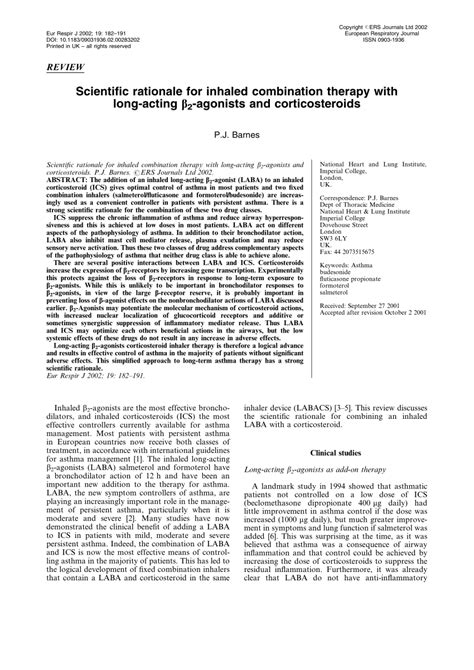 Pdf Scientific Rationale For Inhaled Combination Therapy With Long