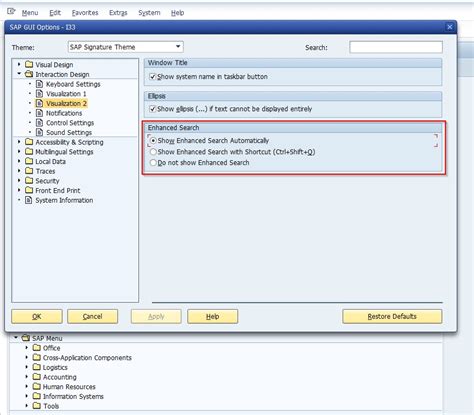 Solved Sap Gui Options Enhanced Search Sap Community