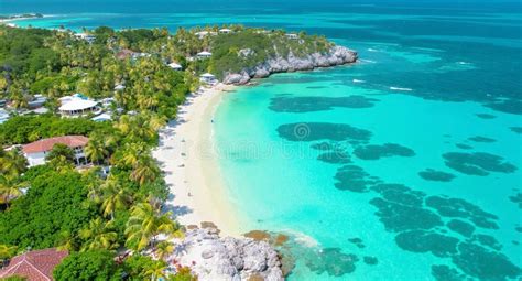 Aerial View Of Providenciales Island Turks And Caicos Shimmering Turquoise Water Sandy White