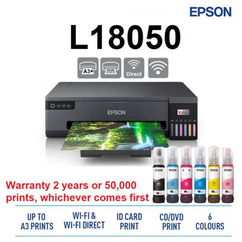 Epson L18050 Replace L1800 A3 Photo 6 Colour Ink Tank Printer With Original Ink Borderless Print