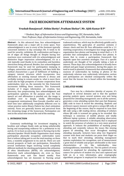 face recognition attendance system pdf computing technology