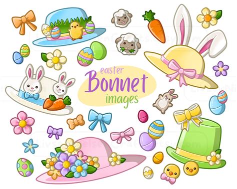 Easter Bonnet Clip Art Images Digital Download Etsy