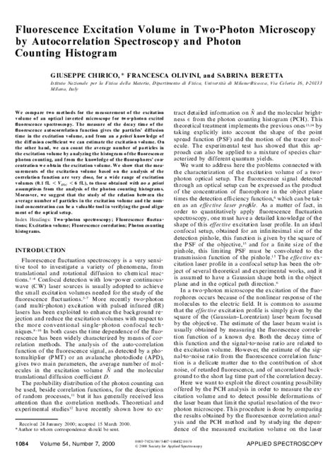 Pdf Fluorescence Excitation Volume In Two Photon Microscopy By Autocorrelation Spectroscopy