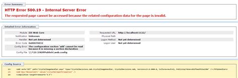 C Error 50019 Crystal Report Iis Stack Overflow