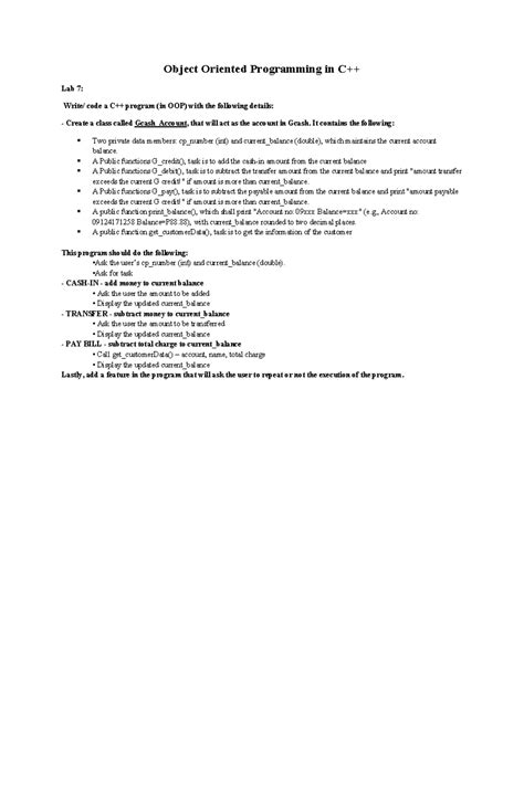 Lab7 Oop C Object Oriented Programming In C Object Oriented Programming In C Lab 7