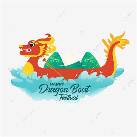 행복 한 드래곤 보트 축제 템플릿 디자인 Zongzi를 데리고 만화 행복한 용 보트 축제 용 Png 일러스트 및 벡터 에 대한 무료 다운로드 Pngtree
