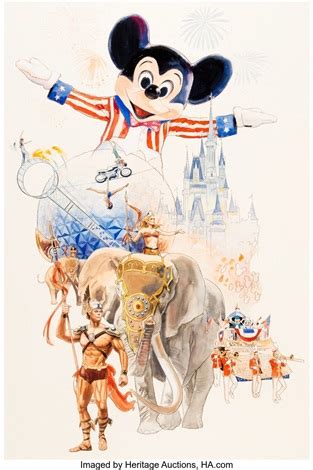 Walt Disney World Published Publicity Illustration By Ed French With