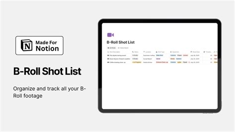 B Roll Shot List