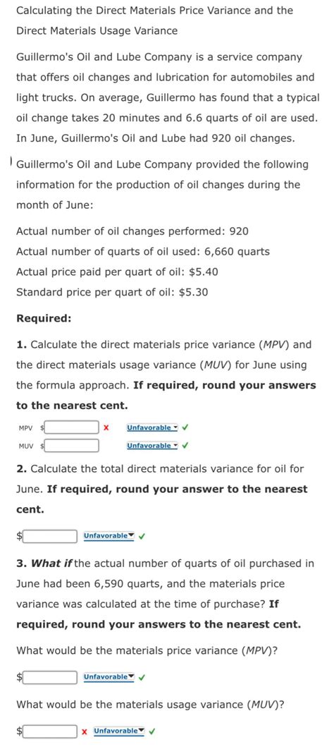 Solved Calculating The Direct Materials Price Variance And