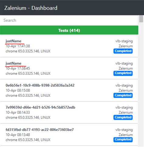 Test Name In Dashboard Issue Zalando Zalenium GitHub