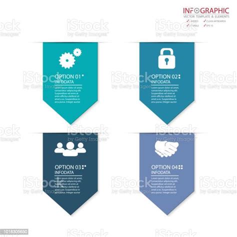 벡터 추상 요소 Infographics 4 옵션입니다 비즈니스 또는 금융 템플릿 레이아웃 브로셔 워크플로 정보 또는 프레 젠 테이 션 및 기타를 위한 디자인 Infodata