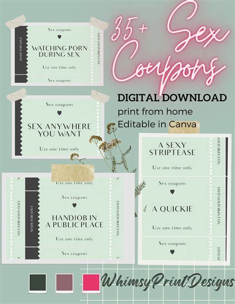 Printable Sex Coupon Book For Couples Editable Canva Template Adults 18 Anniversary Gift