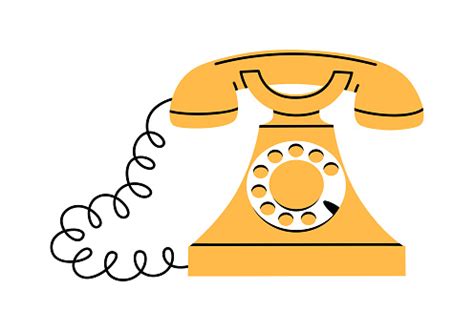 Yellow Retro Wired Phone Illustration Stock Illustration Download