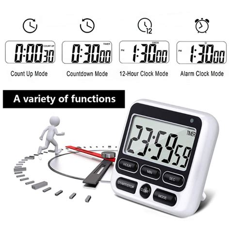 digital kitchen timer with mute loud alarm memory function count up