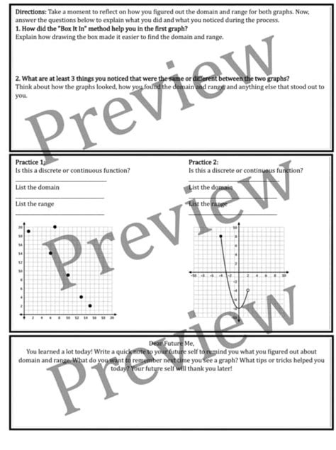 Domain And Range Investigation From Discrete And Continuous Graphs Notes