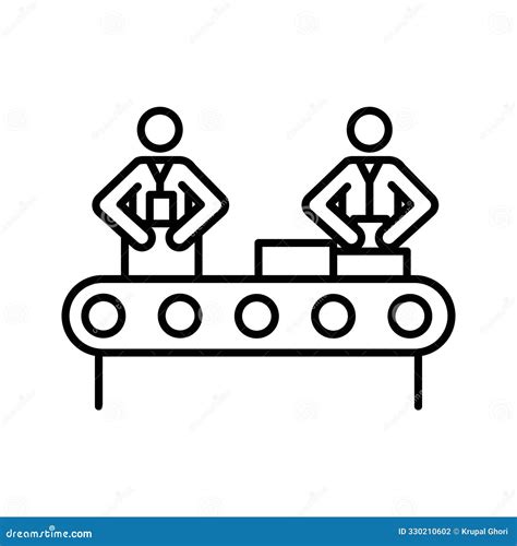 Assembly Line Icon Linear Logo Mark In Black And White Stock Vector