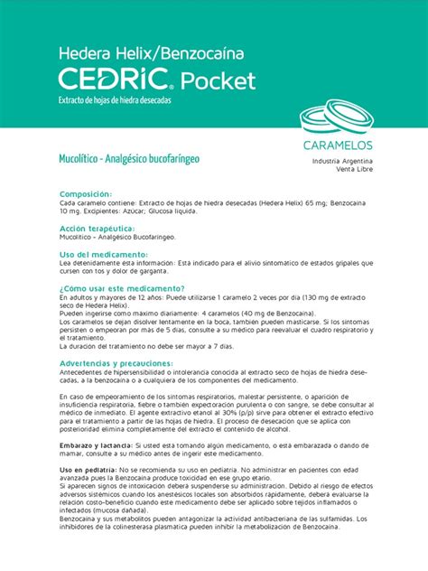 Cedric Pocket Prospecto Elea Pdf Medicamentos Con Receta Etanol