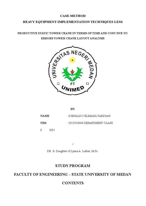 Tugas Case Method Konstruksi Bangunan Case Method Heavy Equipment Implementation Techniques
