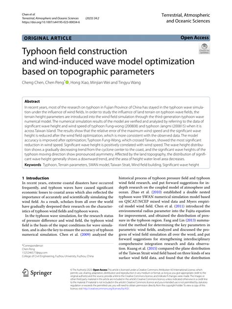Pdf Typhoon Field Construction And Wind Induced Wave Model Optimization Based On Topographic