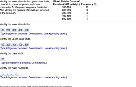 Solved Dentify The Lower Class Limits Upper Class Limits