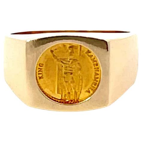 24k Gold Hawaii Coin Ring In 14k Yellow Gold For Sale At 1stdibs
