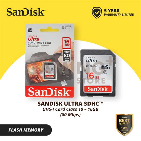 Sandisk แผ่นแซนดิสก์ Sdhc อัลตร้า 16gb Class 10 Uhs 1 80mb S Shopee