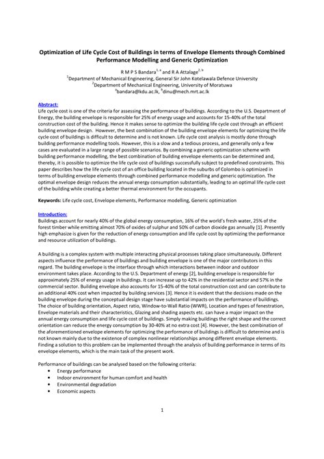 Pdf Optimization Of Life Cycle Cost Of Buildings In Terms Of Envelope Elements Through