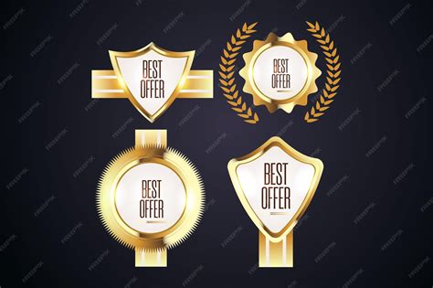 벡터 골드 배지 컬렉션 인감 품질 레이블 판매 메달 배지 프리미엄 스탬프 프리미엄 벡터