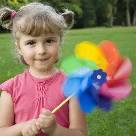 Cute Girl With Little Windmill Stock Image Image Of Person Spinner