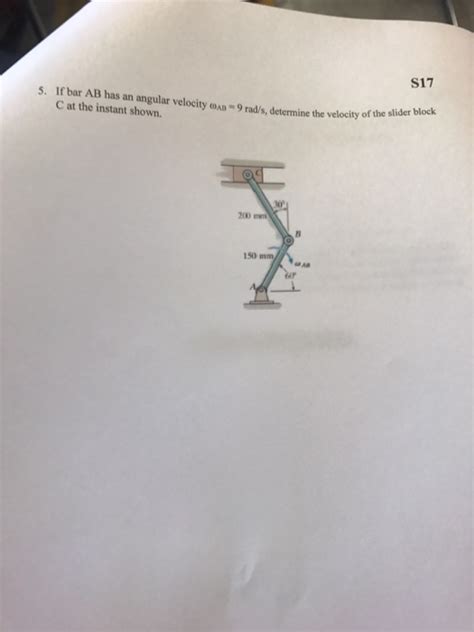 Solved If Bar AB Has An Angular Velocity Omega AB Rad S Chegg
