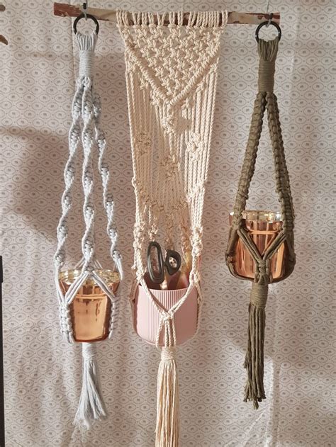 Macrame Plant Hangers Macrame Plant Hanger Mandy With Brass Ring