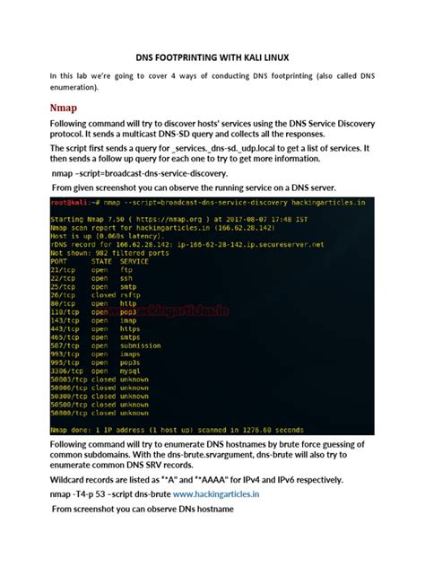 Lab 2 3 Dns Footprinting With Kali Linux Pdf Domain Name System Computer Networking
