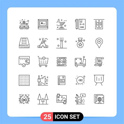 Set Of 25 Modern Ui Icons Symbols Signs For File Develop Agreement Coding International Editable