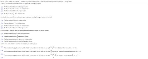 solved pick any number multiply the number by 5 add 20 to