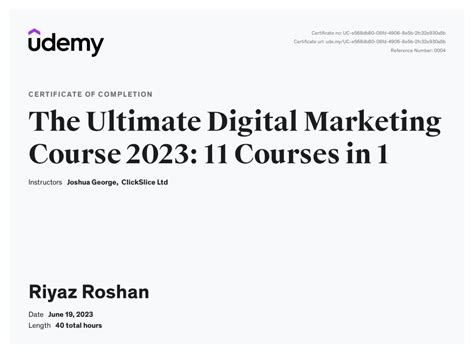Udemy Course Completion Certificate Riyaaz Roshan