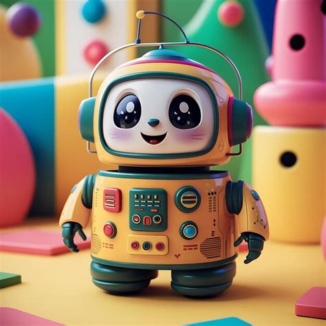 Positive Cute Robot 3d Render Illustration Vector Background Premium Ai Generated Image