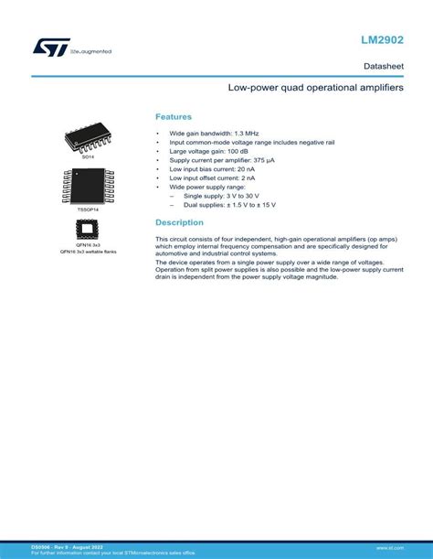 Lm2902 Op Pinout Datasheet Equivalent Circuit And 45 Offquad Op Pinout