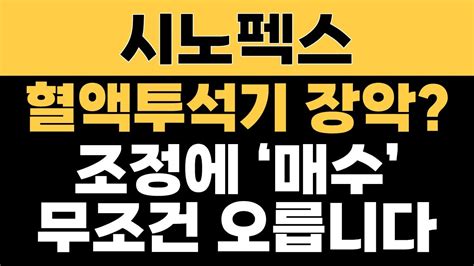 시노펙스 주가전망 혈액투석기 장악 조정에 매수 Youtube