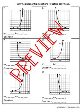 Writing Exponential Functions Notes Practice By Algebra With Ms Shashaguay
