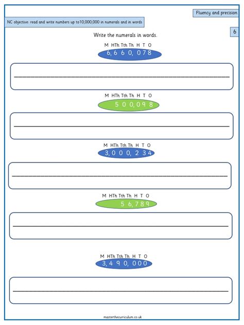 Read And Write Numbers Up To10000000 In Numerals And In Words