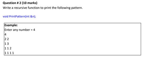 Solved Question 2 10 Marks Write A Recursive Function To