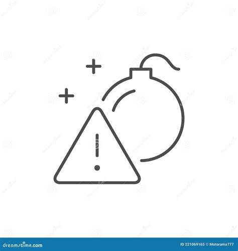 Warning Sign Line Outline Icon Stock Vector Illustration Of Signal