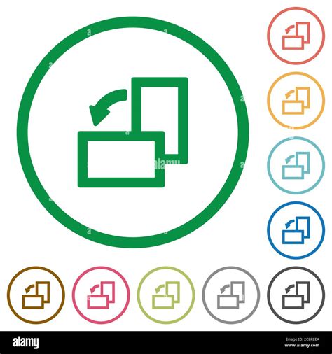 Set Of Rotate Element Left Color Round Outlined Flat Icons On White Background Stock Vector